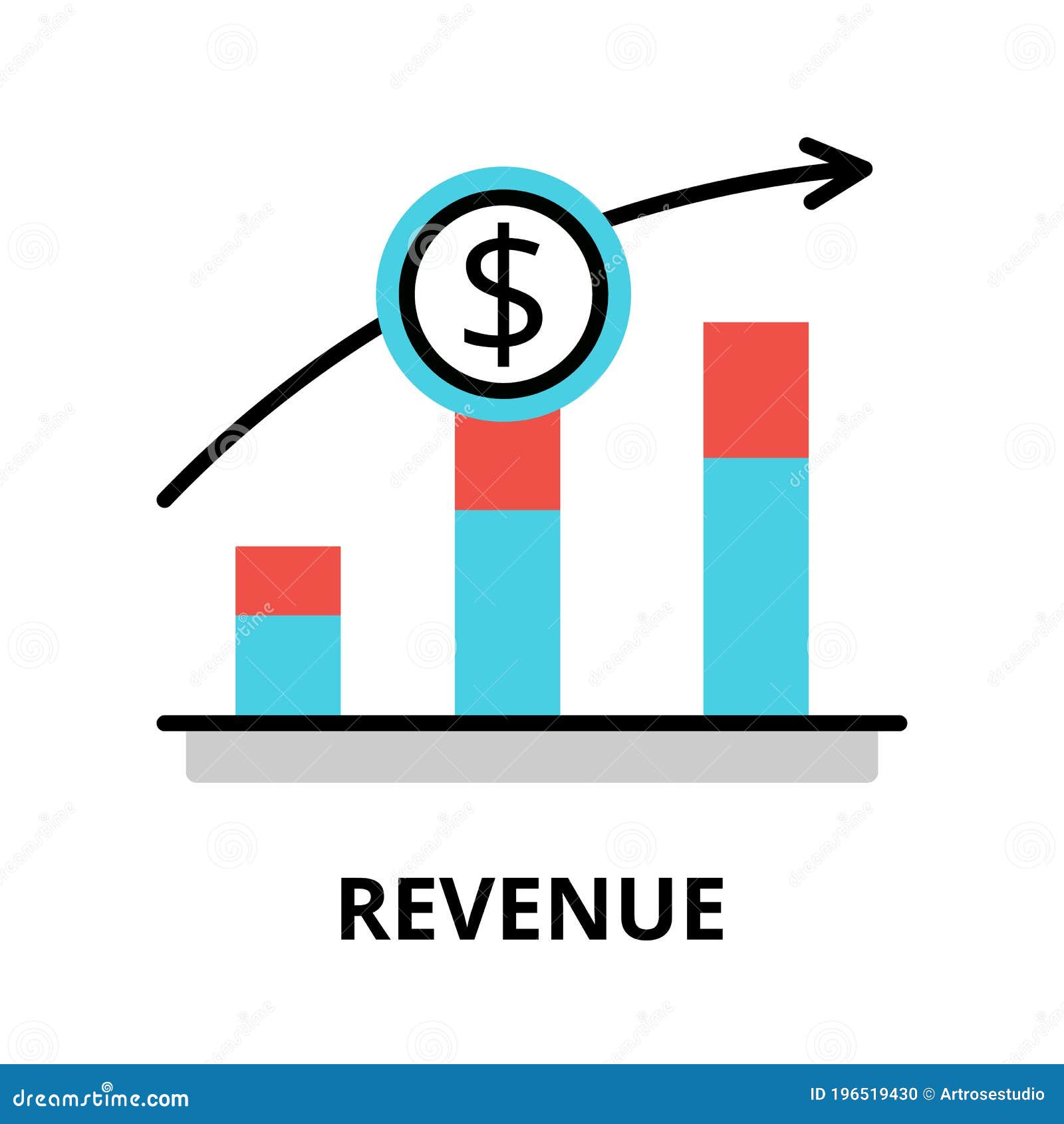 Concept of Revenue Icon, Modern Flat Thin Line Design Stock Vector ...