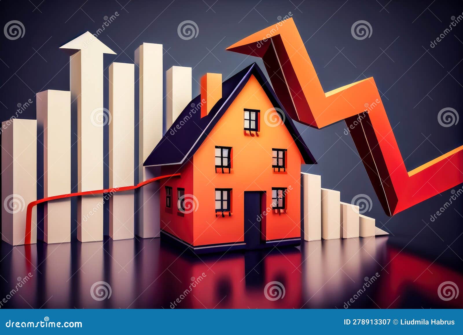 Concept of Rising House Prices. Generative AI Stock Illustration ...