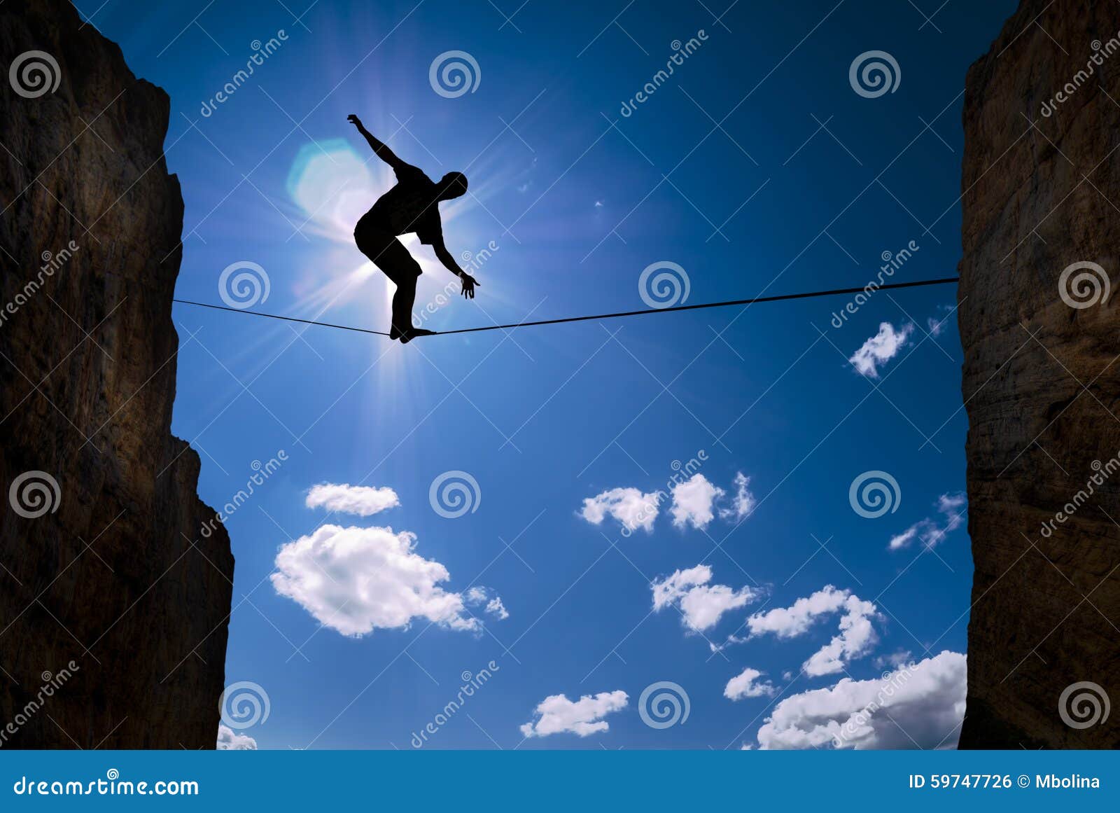 Concept of Risk Taking Man Balancing on the Rope Stock Photo - Image of ...