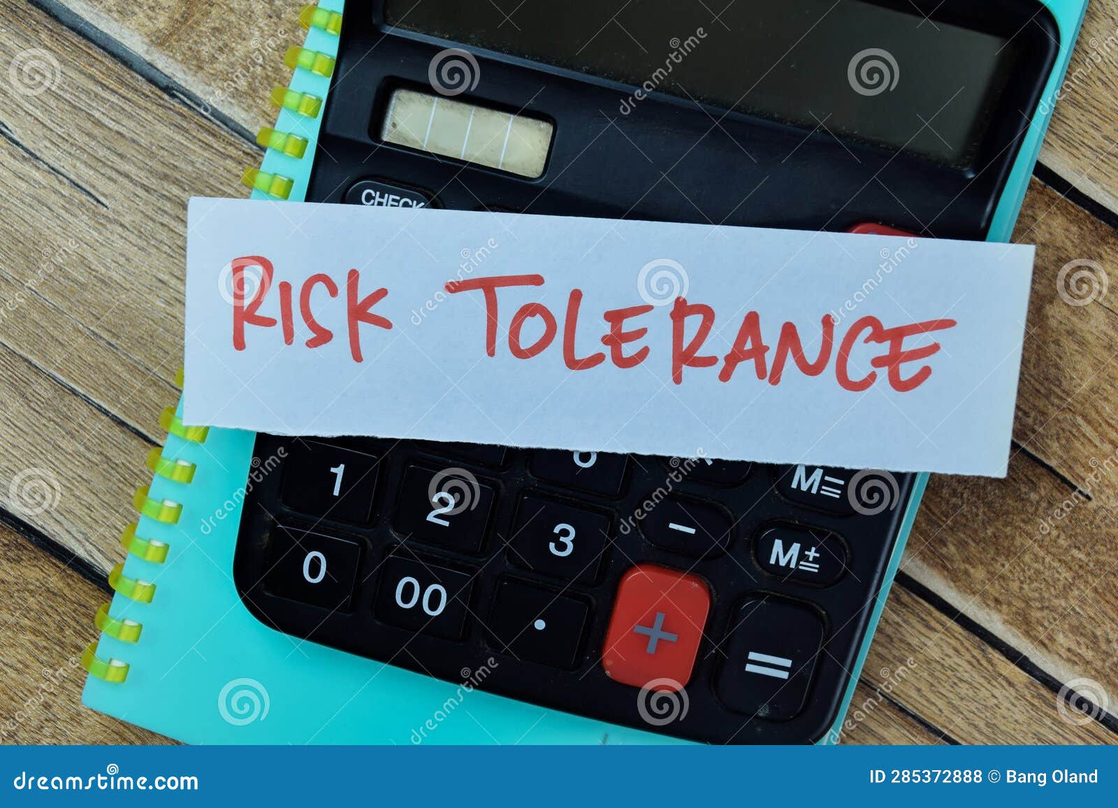 Concept of Risk Tolerance Write on Sticky Notes with Calculator ...
