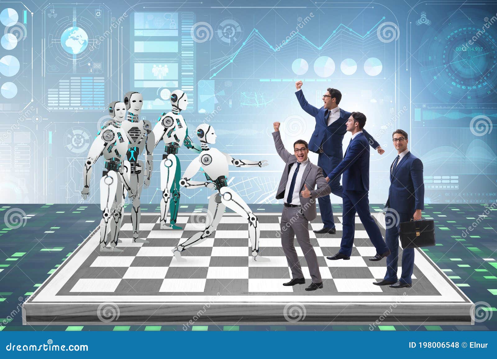 Concept of Rivalry between Robots and Humans Stock Photo - Image of ...