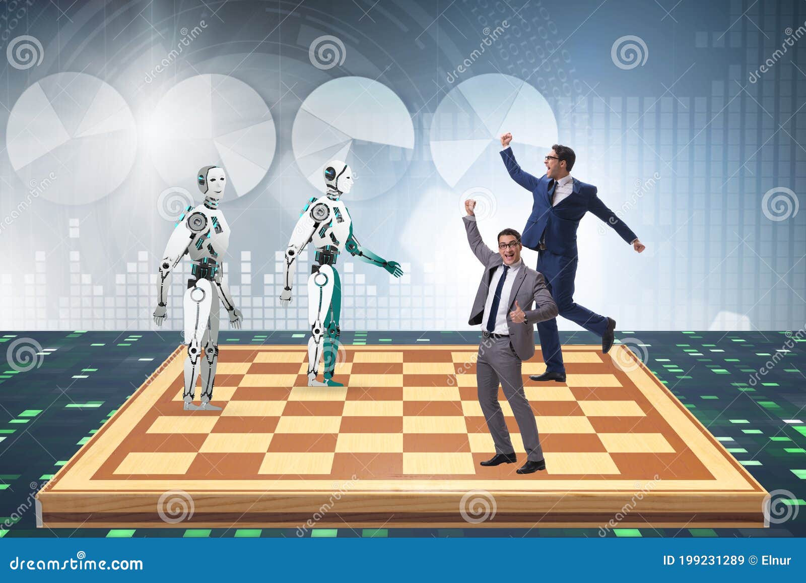 Concept of Rivalry between Robots and Humans Stock Image - Image of ...