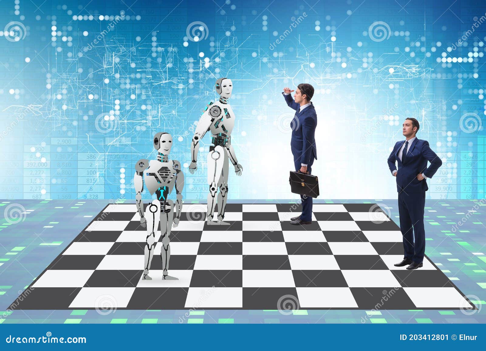 Concept of Rivalry between Robots and Humans Stock Image - Image of ...