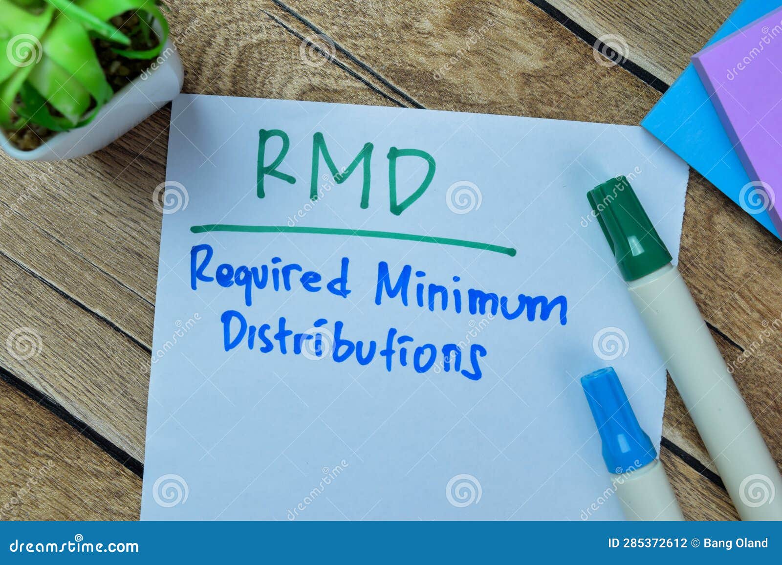 Concept of RMD - Required Minimum Distributions Write on Sticky Notes ...