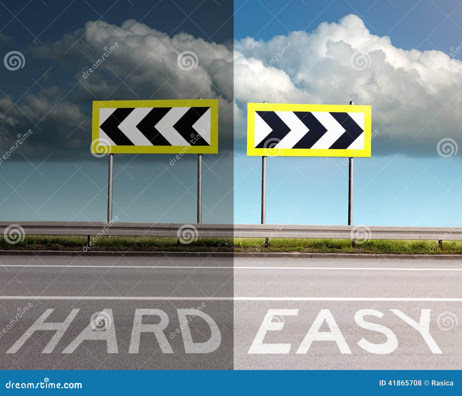 Concept on the Road, Hard or Easy Way Stock Illustration - Illustration ...