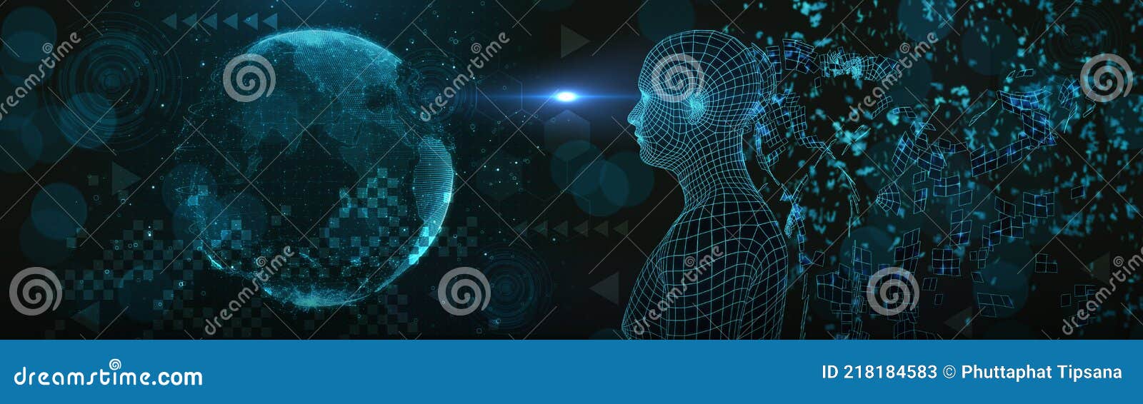 Digital Deep Blue Geometric Parallax, Doppler Effect Of Squares, Multilayered Grid, Net Or Space ...