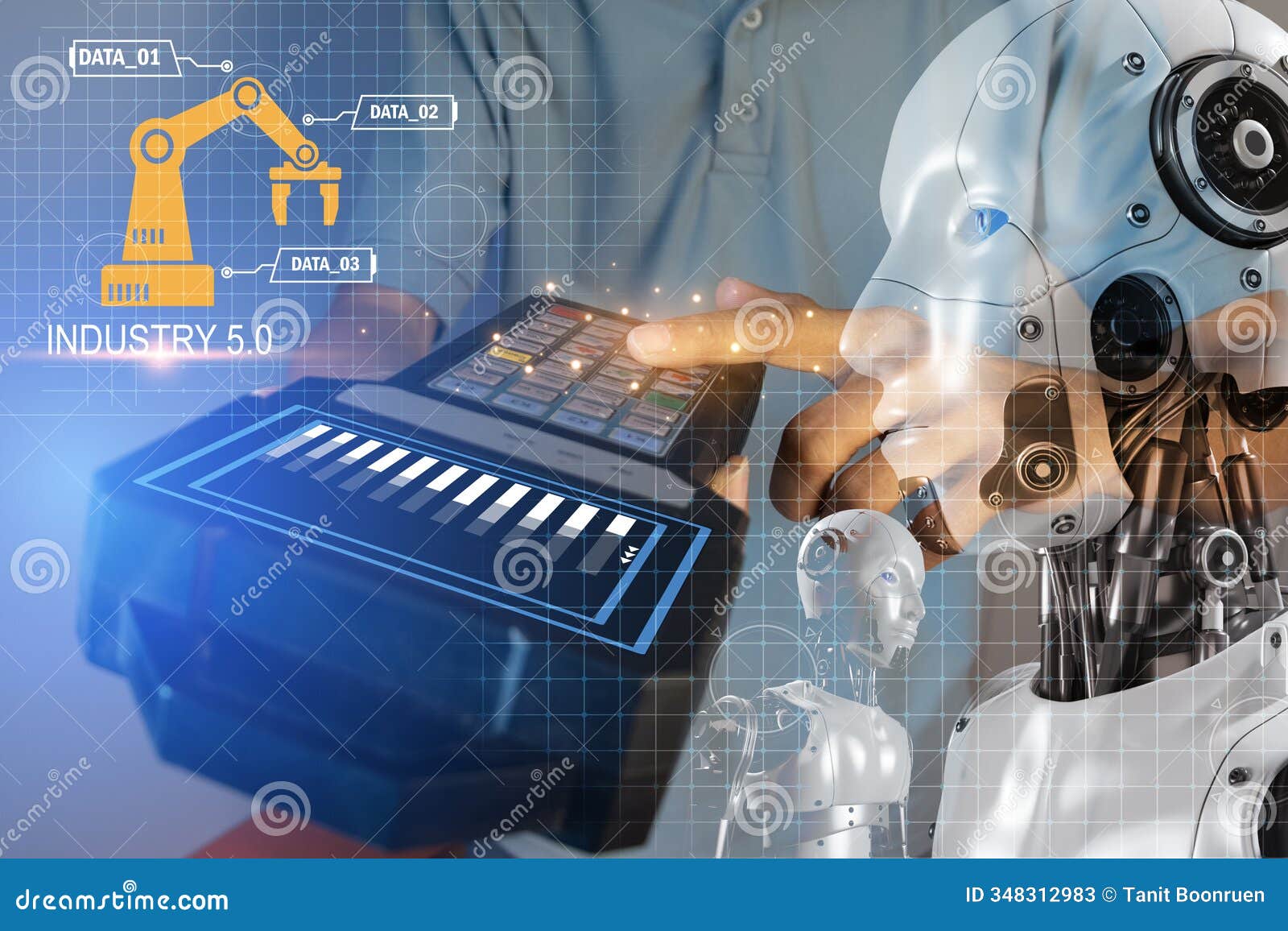 Concept of Robot Control in Industry, Industry 5.0 Stock Image - Image ...
