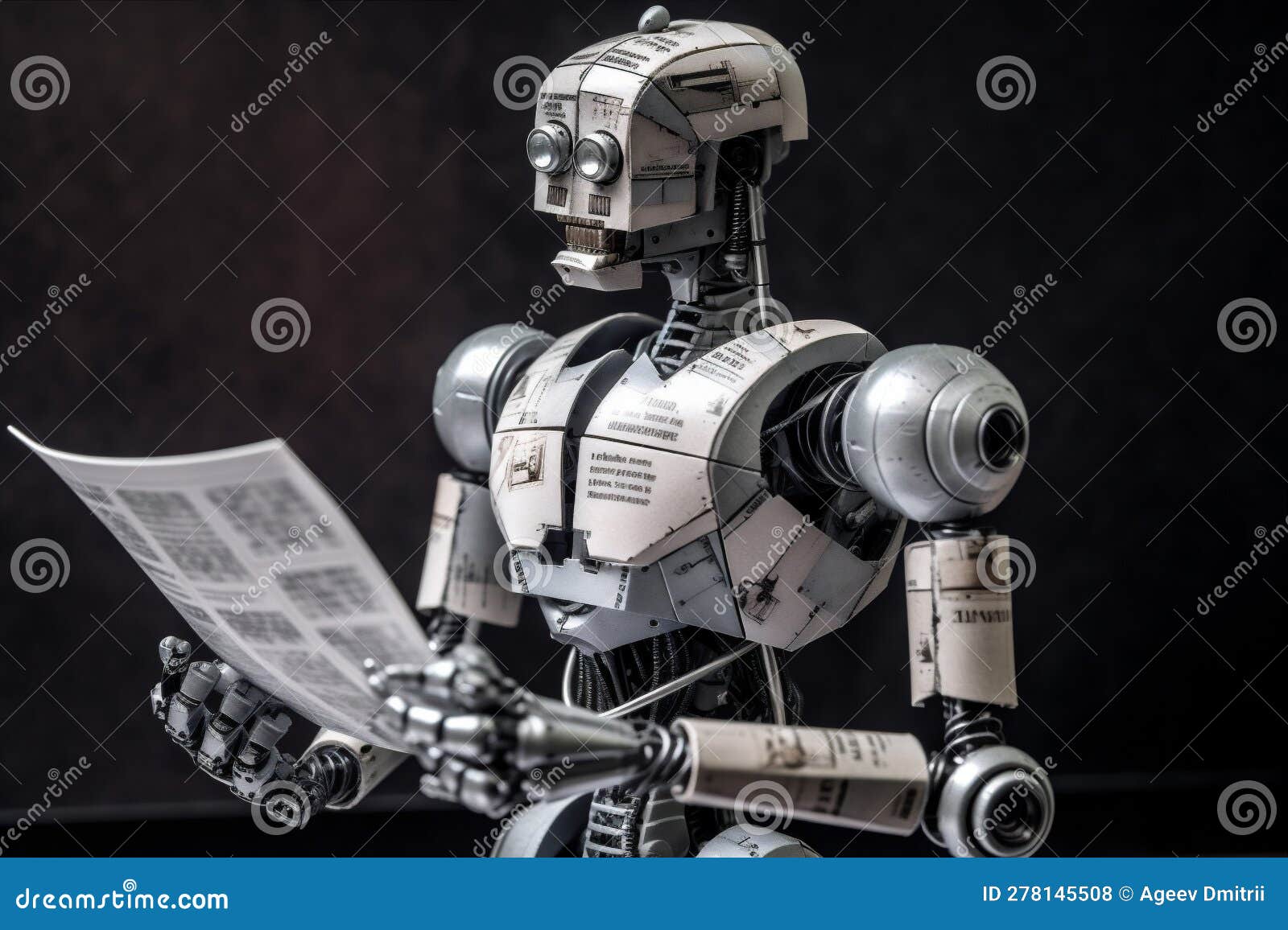 Technology Office Artificial Document Hand Digital Laptop Paper Robot ...