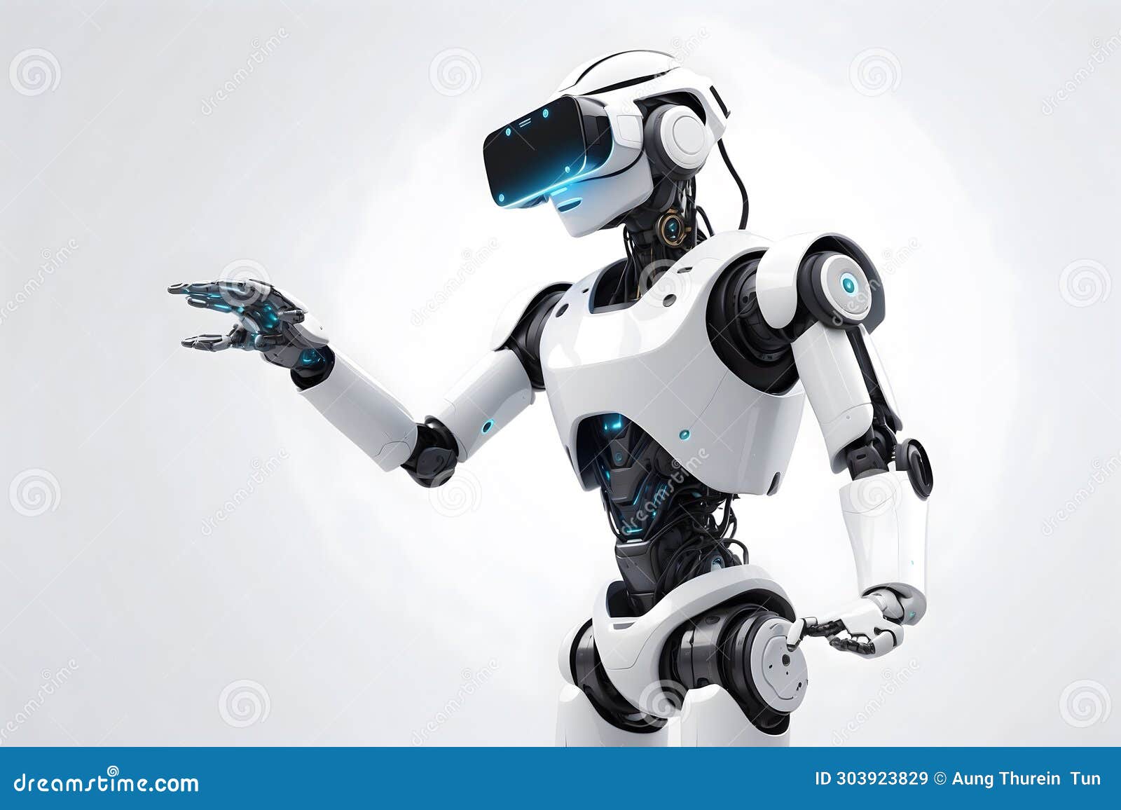A Concept of a Robot Wearing a VR Headset with an Isolated Background ...