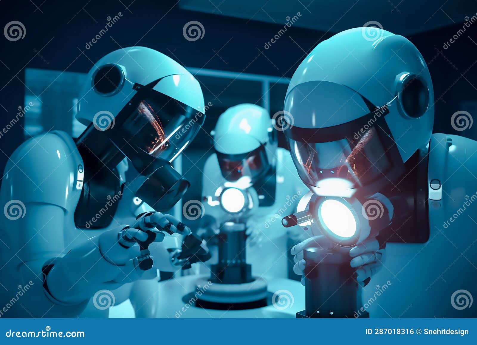 Concept of Robots Performing Medical Lab Analysis Stock Illustration ...