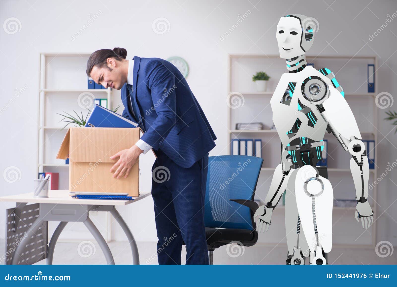 Concept of Robots Replacing Humans in Offices Stock Photo - Image of ...