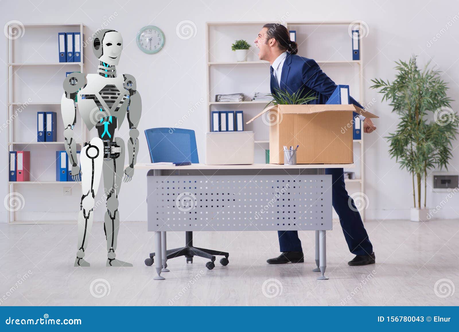 Concept of Robots Replacing Humans in Offices Stock Image - Image of ...