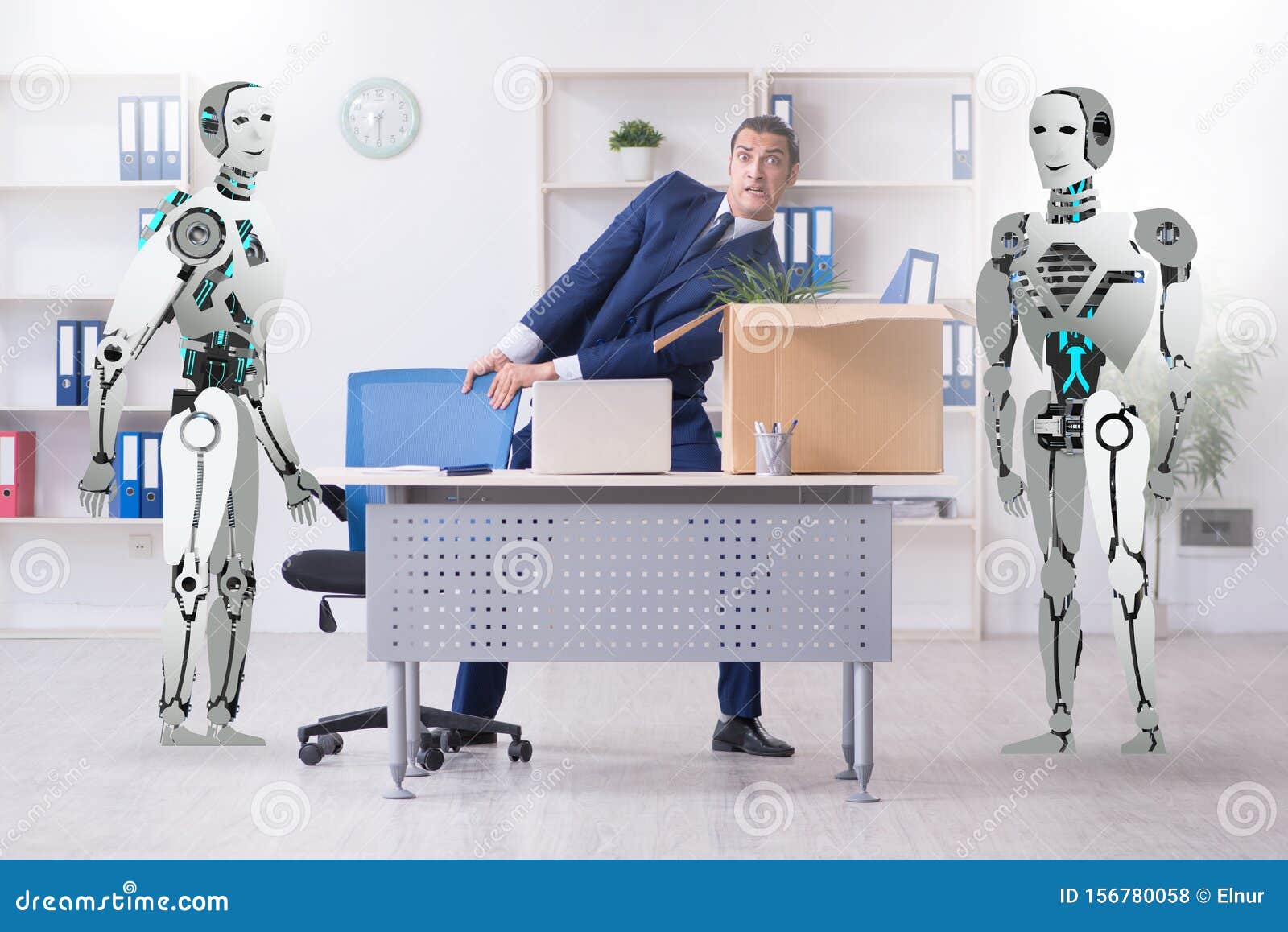 Concept of Robots Replacing Humans in Offices Stock Photo - Image of ...