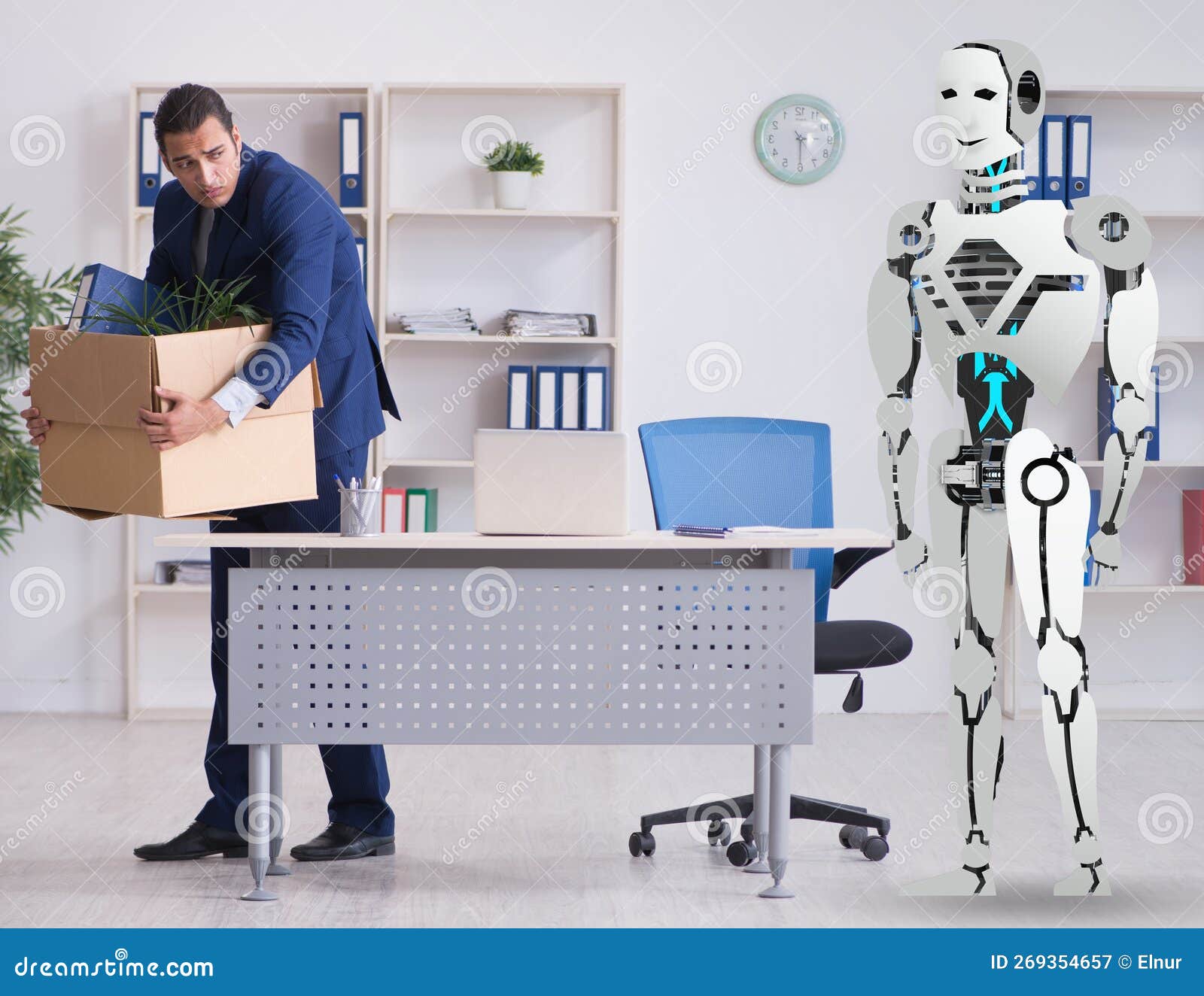 Concept of Robots Replacing Humans in Offices Stock Image - Image of ...