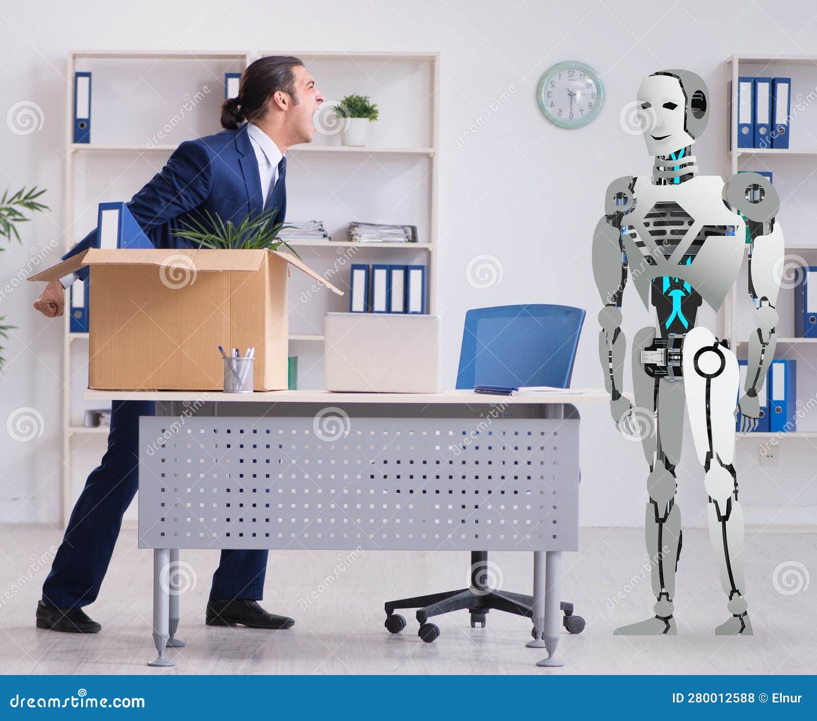 Concept of Robots Replacing Humans in Offices Stock Photo - Image of ...