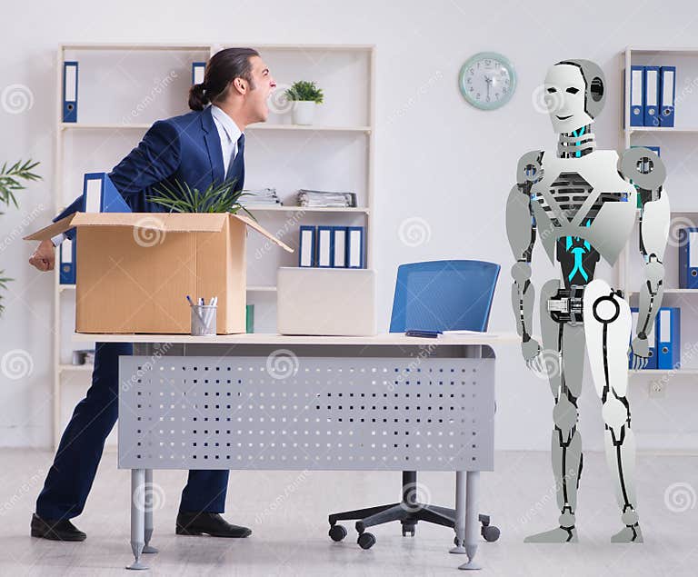 Concept of Robots Replacing Humans in Offices Stock Photo - Image of ...