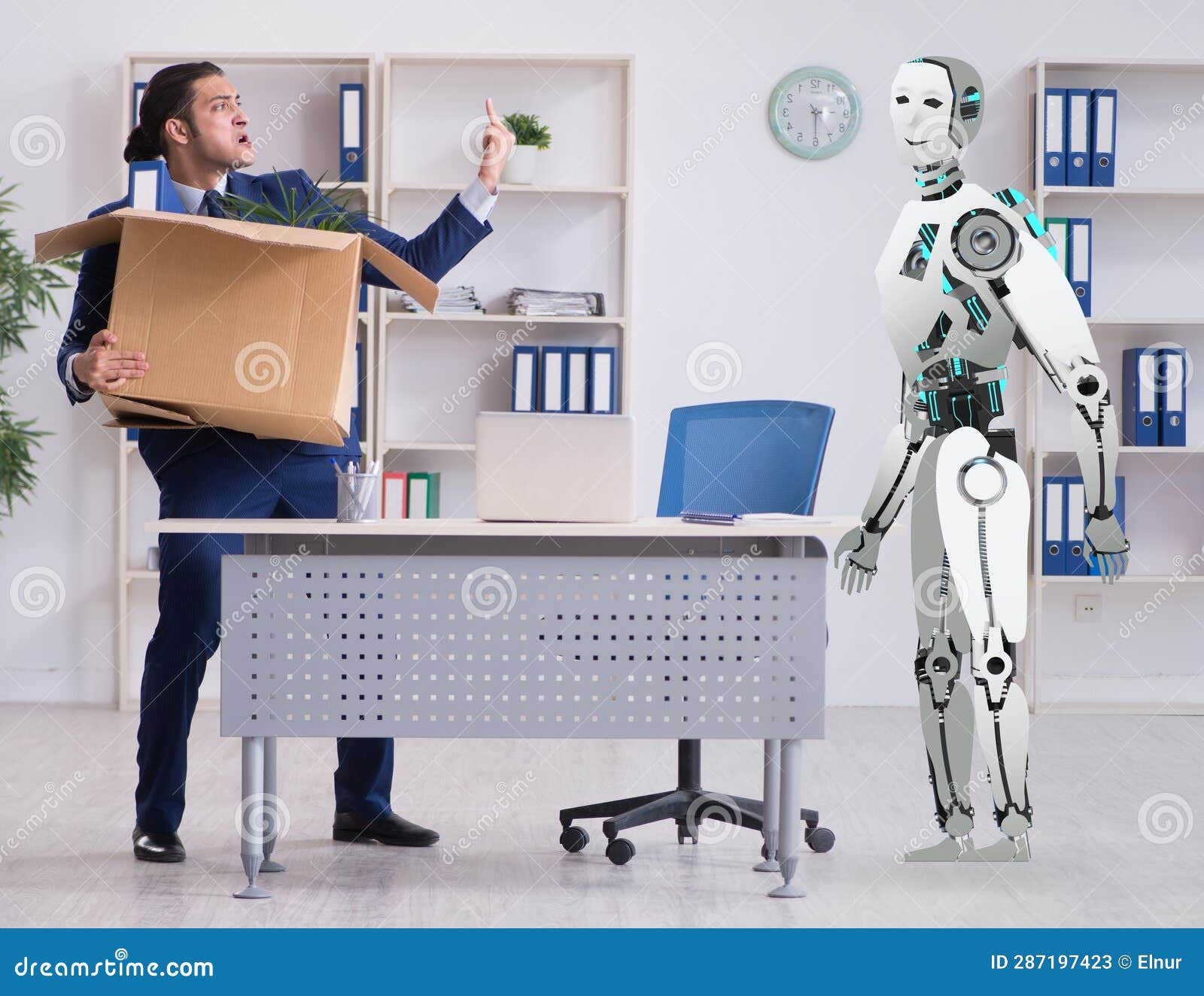 Concept of Robots Replacing Humans in Offices Stock Image - Image of ...
