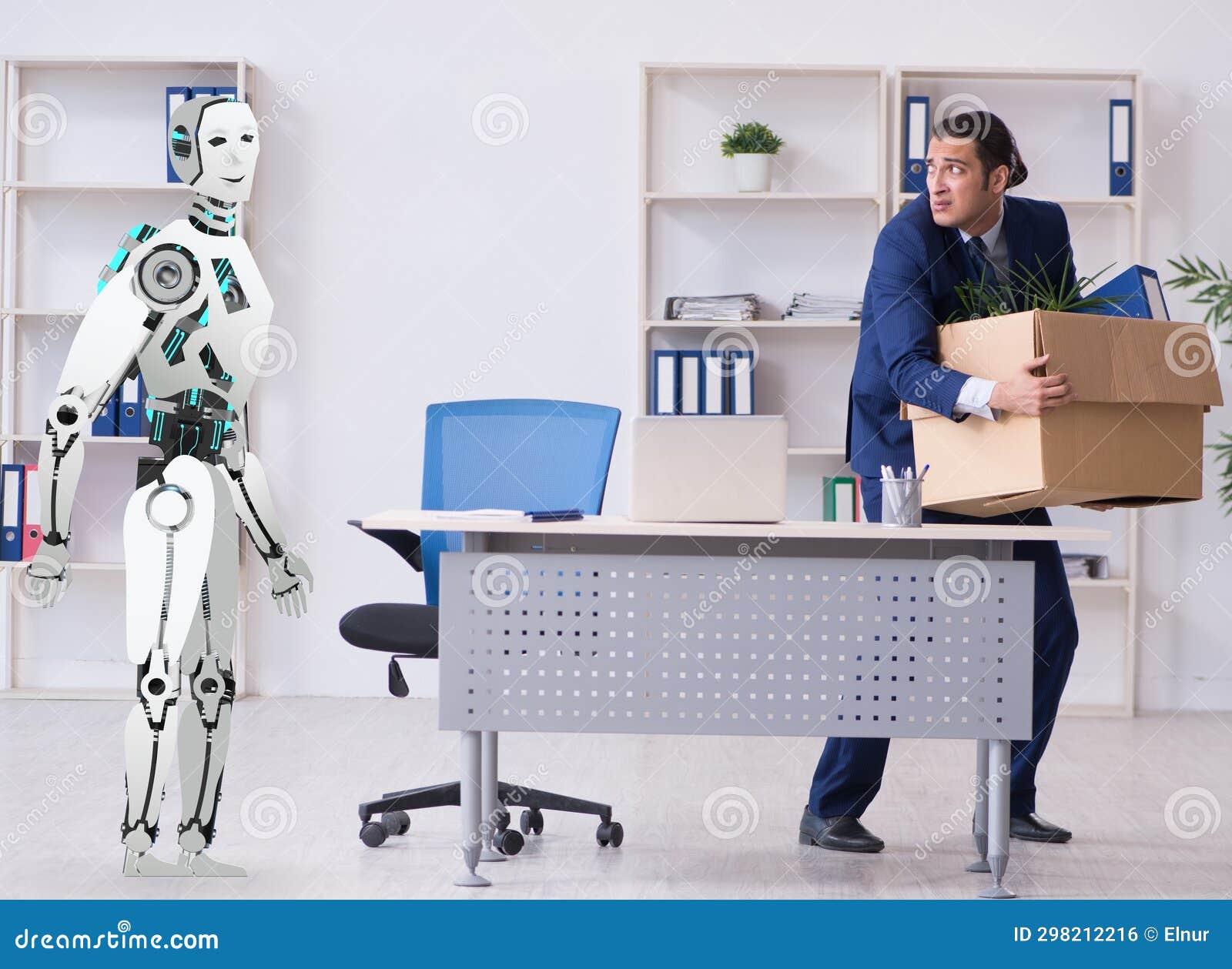 Concept of Robots Replacing Humans in Offices Stock Photo - Image of ...