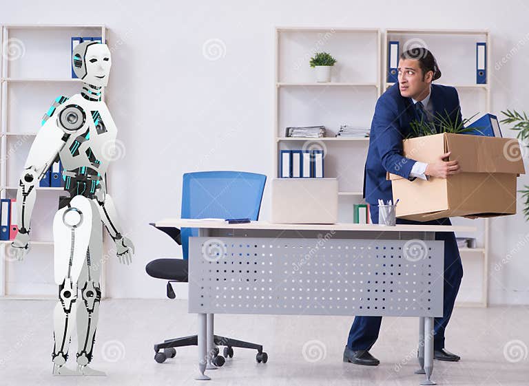 Concept of Robots Replacing Humans in Offices Stock Photo - Image of ...