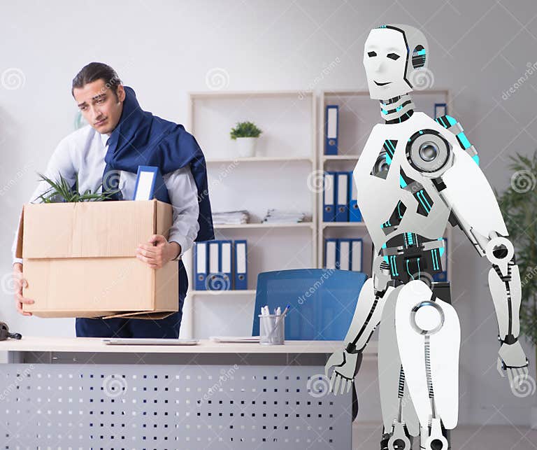 Concept of Robots Replacing Humans in Offices Stock Photo - Image of ...
