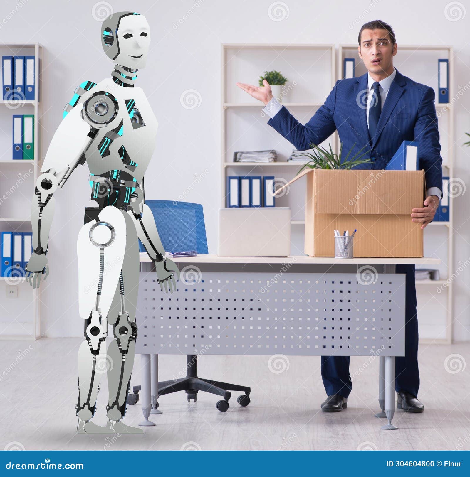 Concept of Robots Replacing Humans in Offices Stock Photo - Image of ...