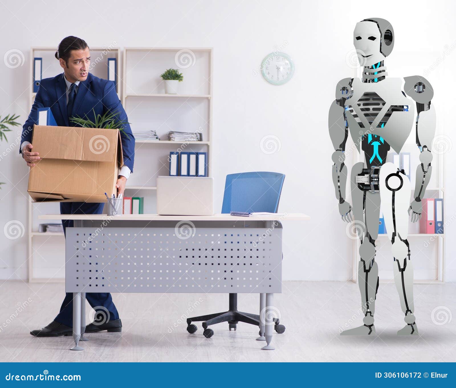 Concept of Robots Replacing Humans in Offices Stock Photo - Image of ...