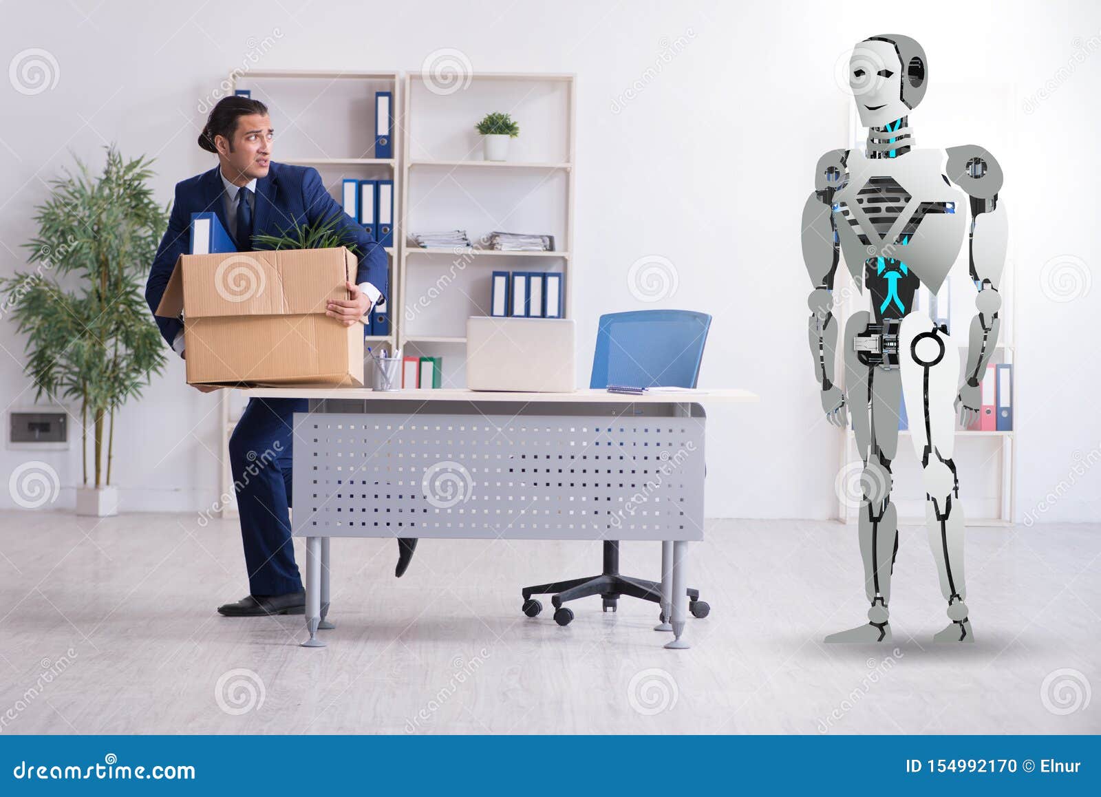Concept of Robots Replacing Humans in Offices Stock Photo - Image of ...