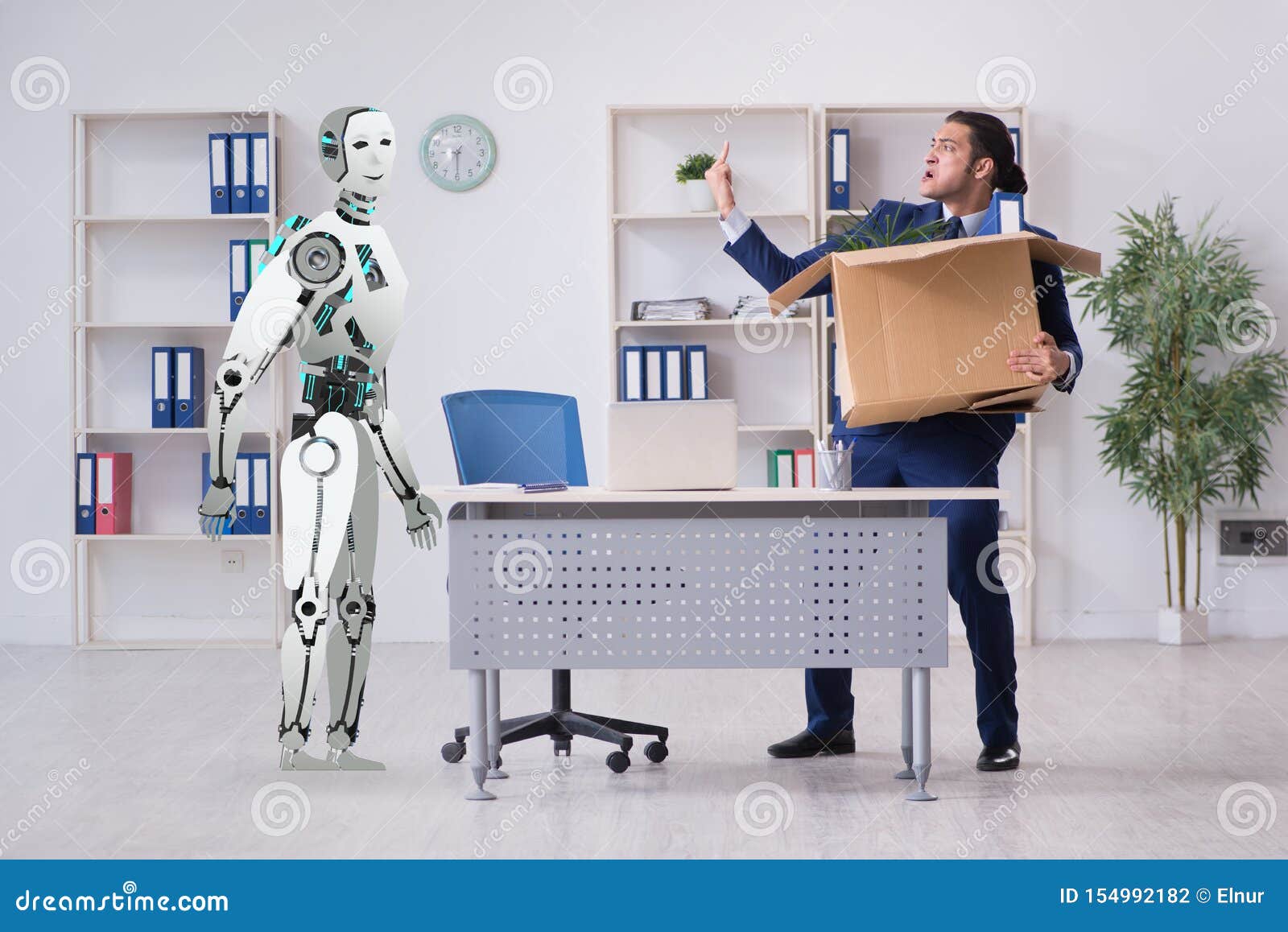 Concept of Robots Replacing Humans in Offices Stock Photo - Image of ...
