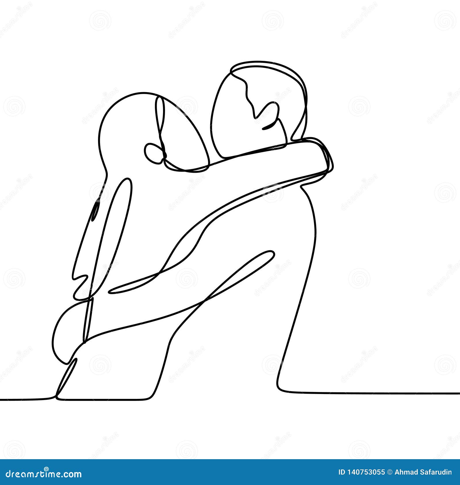 Concept of Romantic Couple in Love Continuous Line Drawing Vector ...