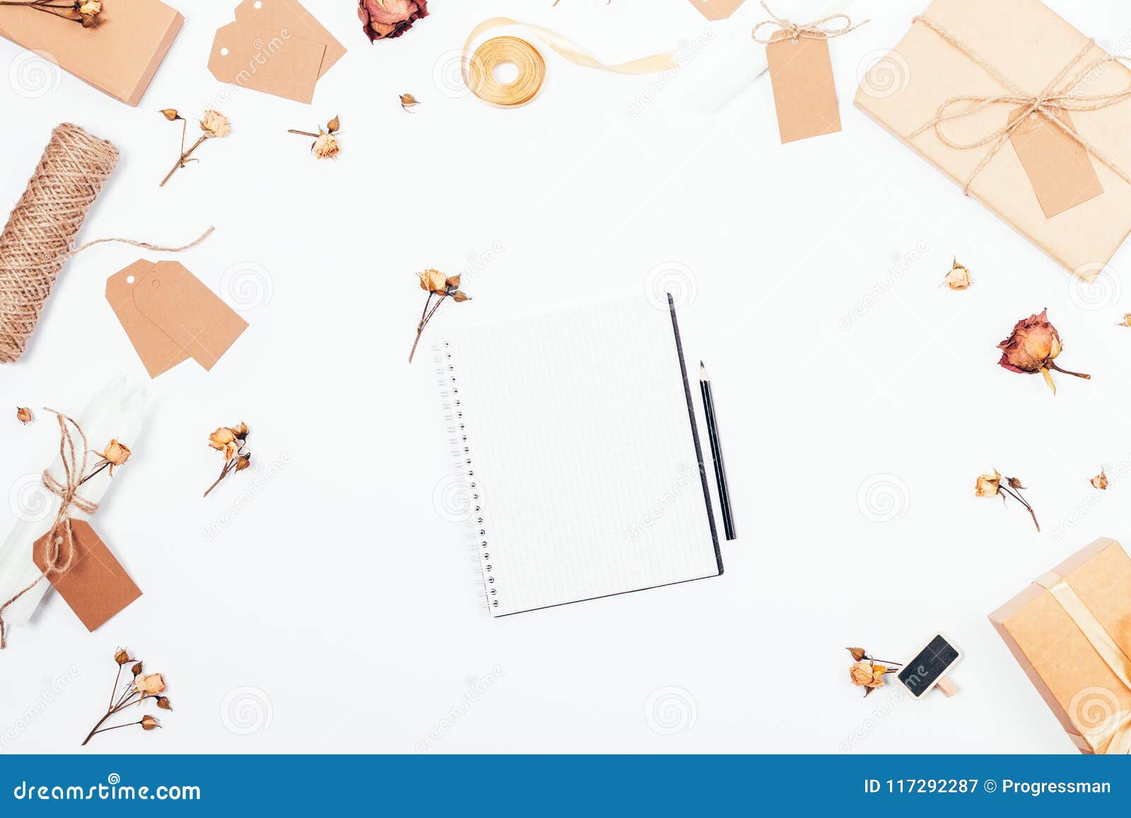 Concept of Romantic Diary: Flat Lay Arrangement of an Empty Note Stock ...