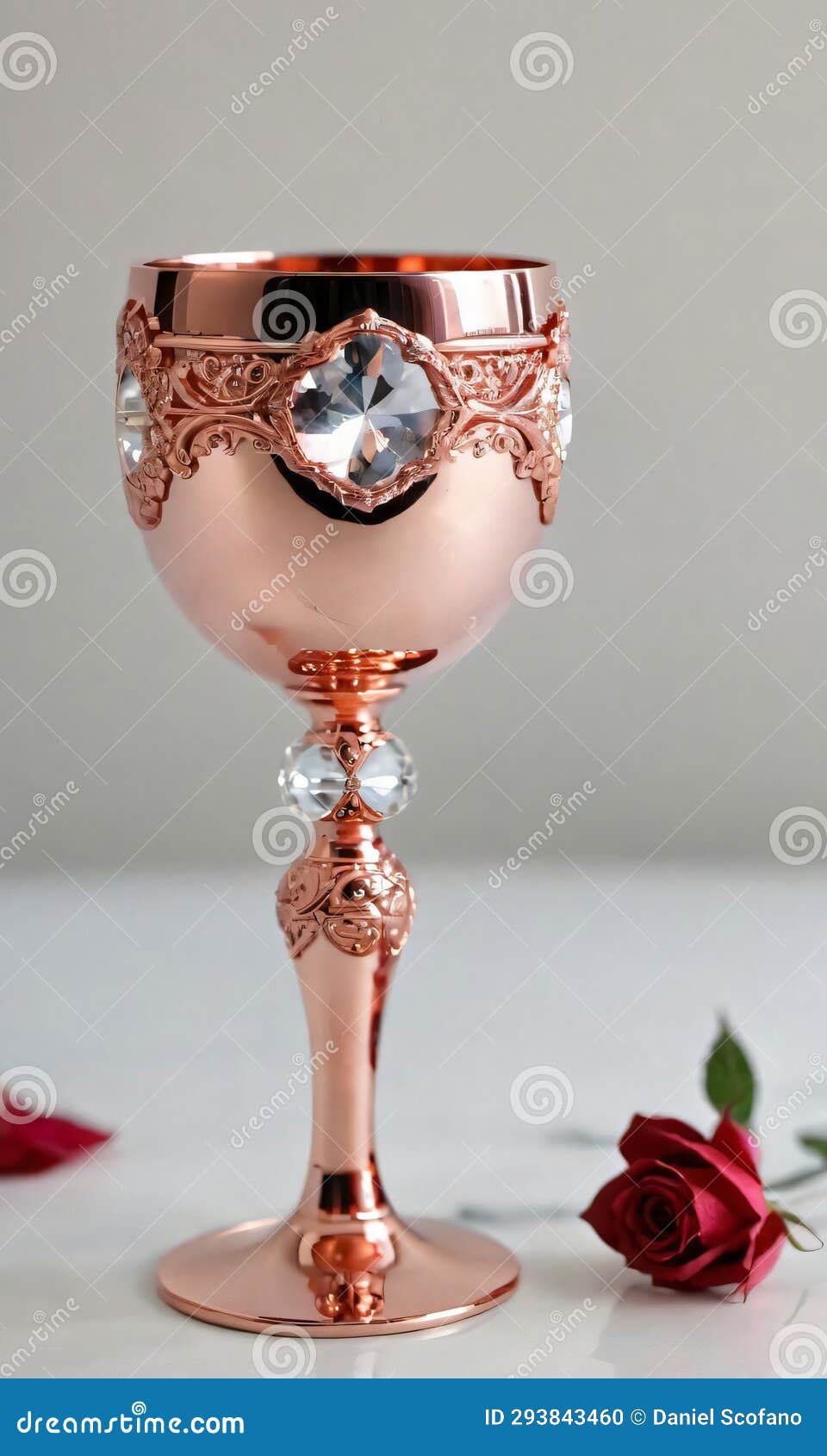 Rose Gold Goblet with a Crystal. Generative AI Stock Illustration ...