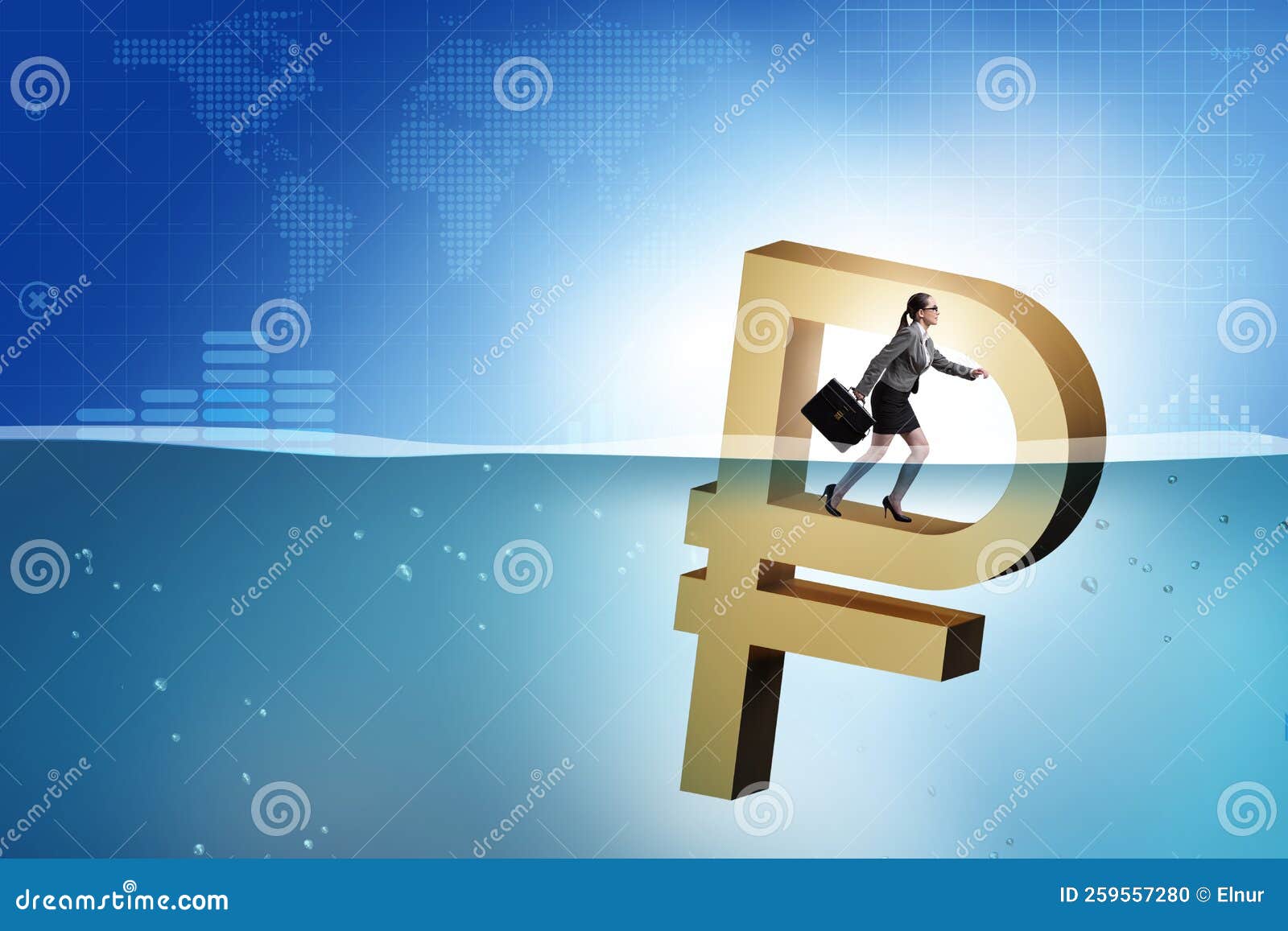 Concept of Rouble Devaluation and Economic Crisis Stock Photo - Image ...