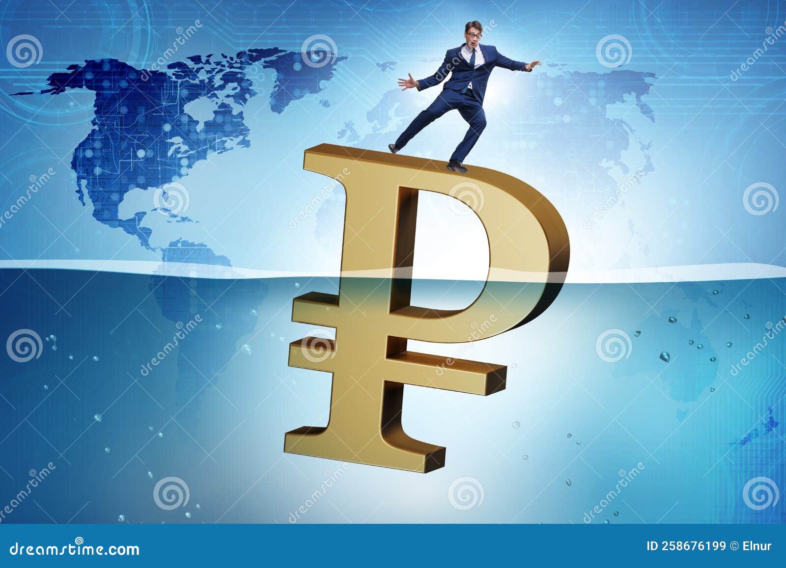 Concept of Rouble Devaluation and Economic Crisis Stock Illustration ...