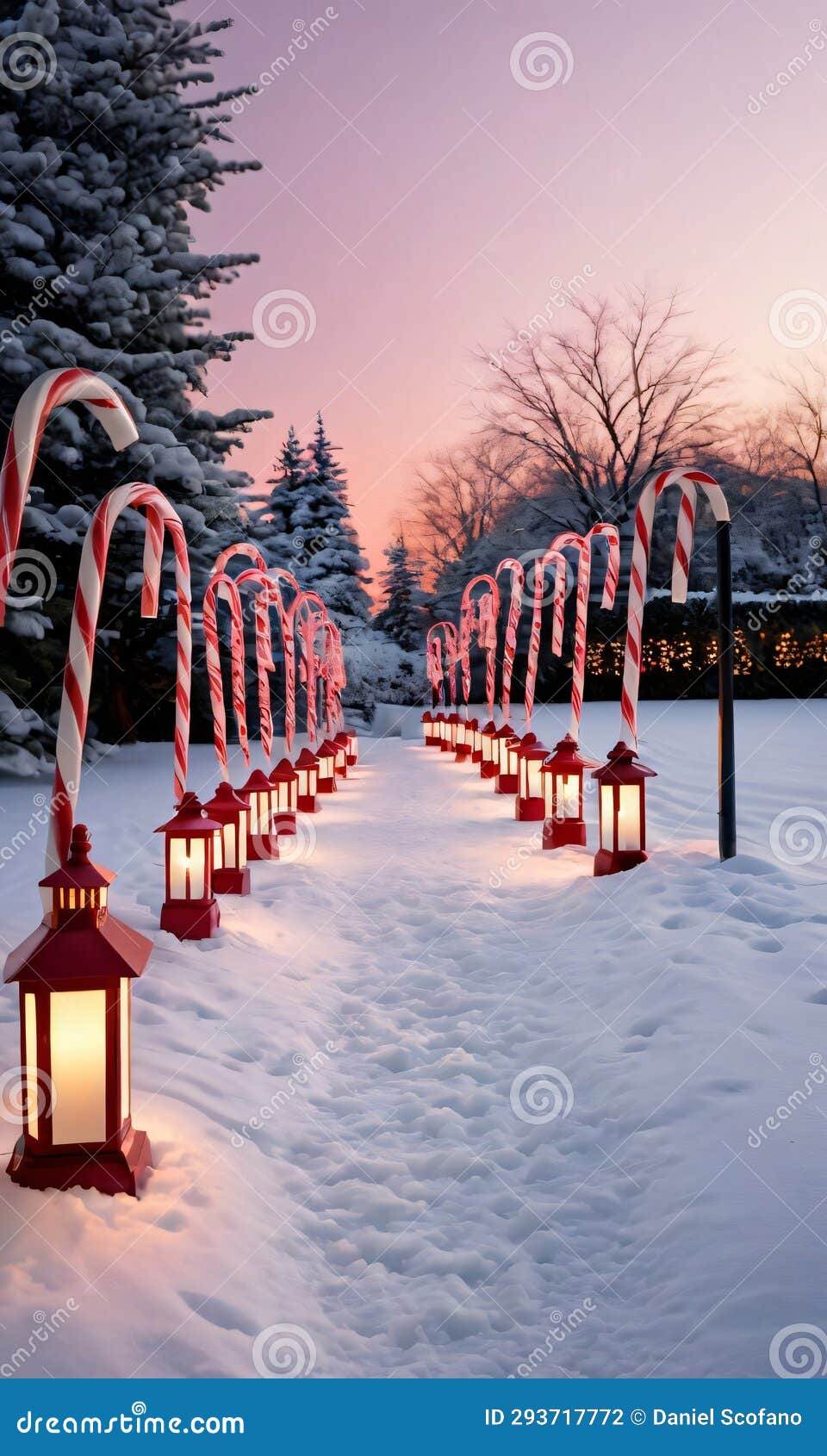 A Row of Red and White Candy Canes. Generative AI Stock Photo - Image ...