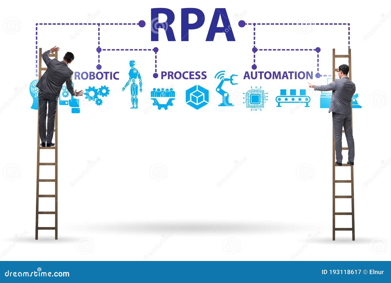 Concept of RPA - Robotic Process Automation Stock Illustration ...
