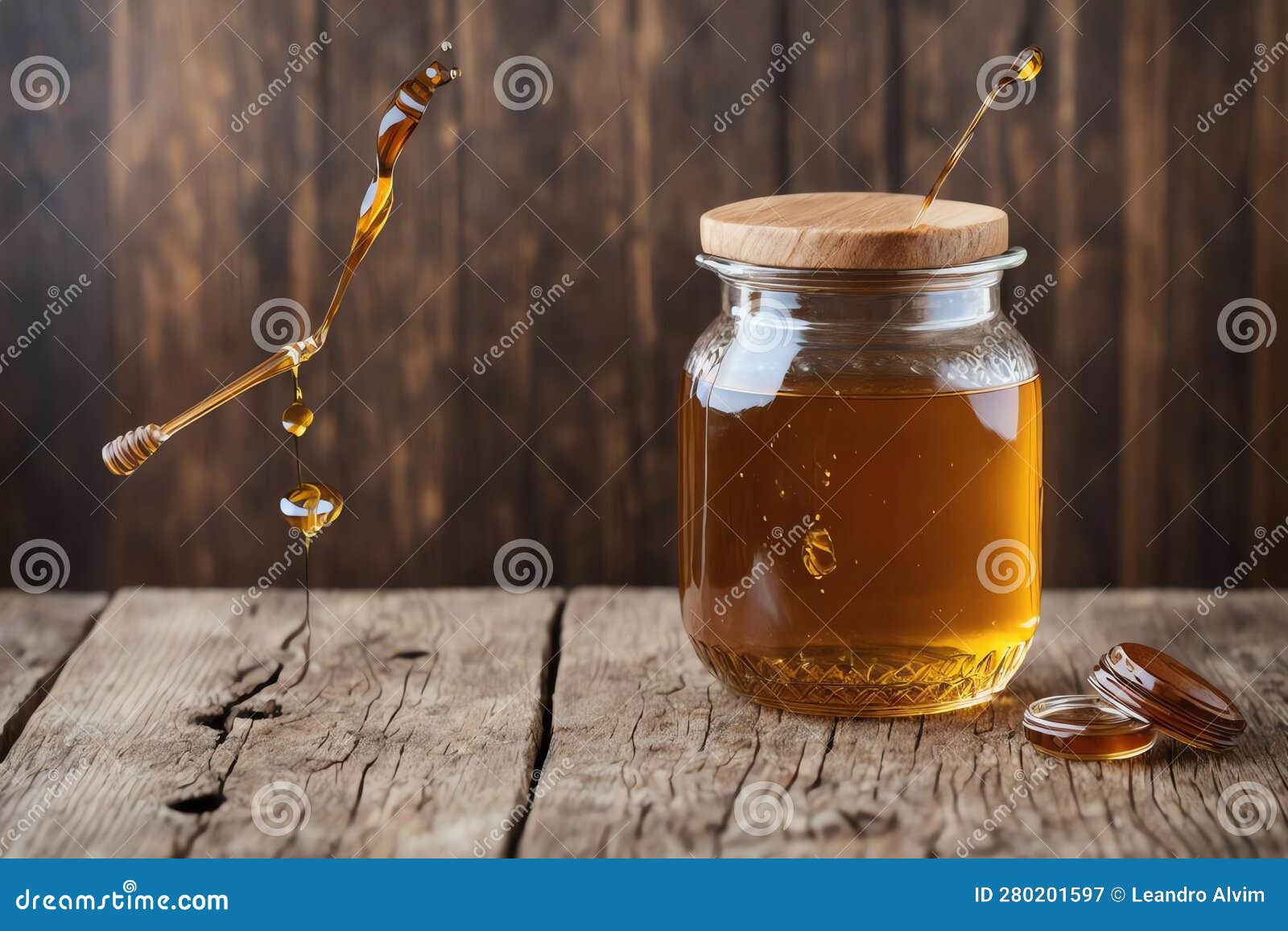 Rustic Honey Jar with Dripping Dipper.AI Generated Stock Illustration ...