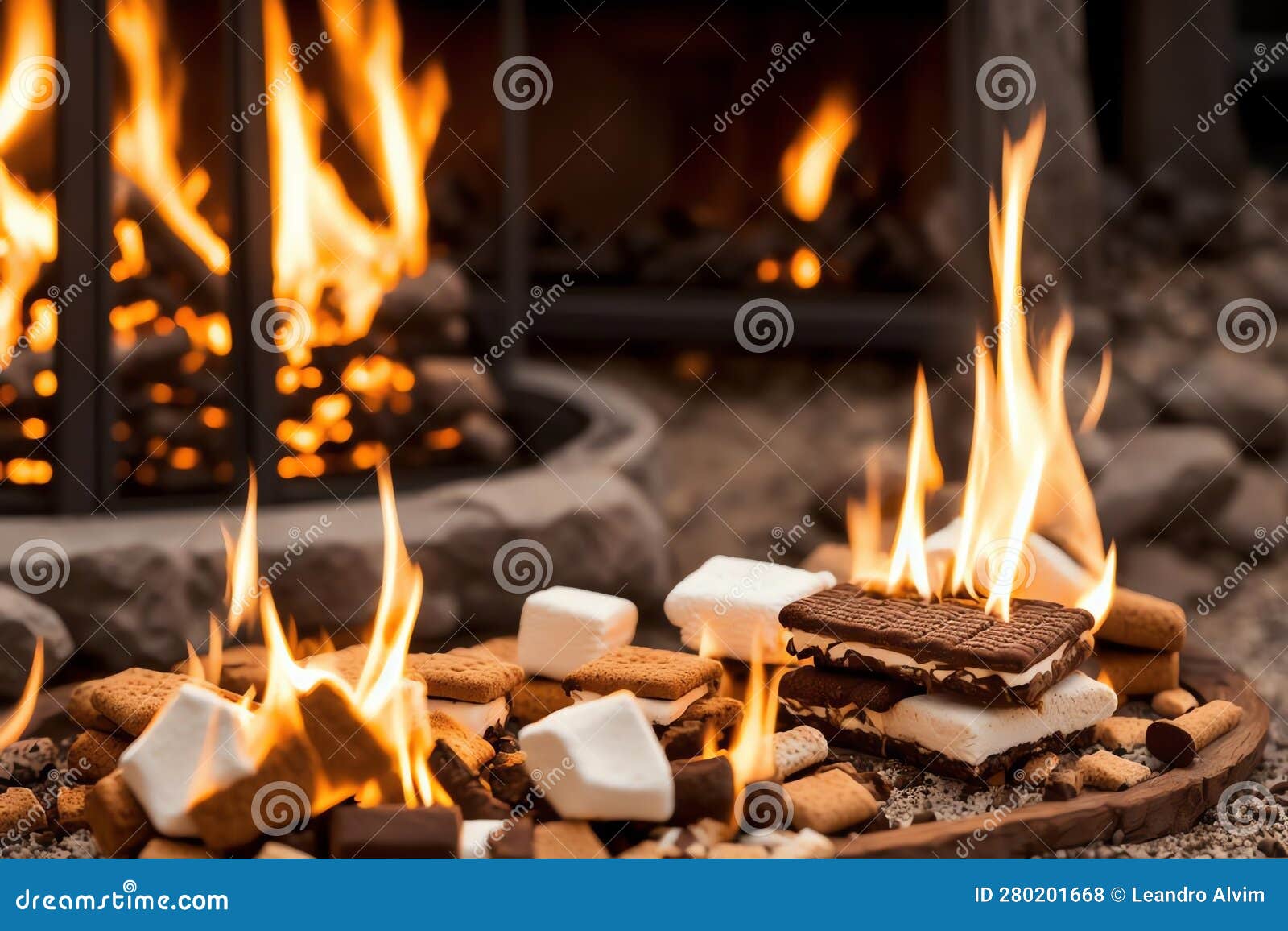 S Mores By The Fire.AI Generated Stock Photo | CartoonDealer.com #280201668