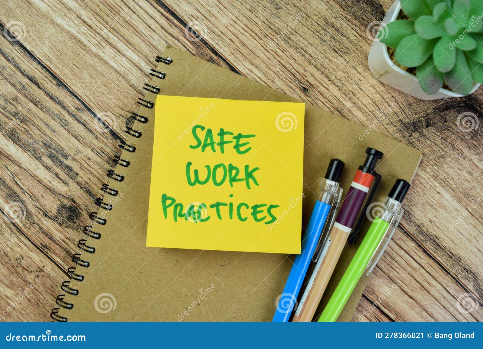 Concept of Safe Work Practices Write on Sticky Notes Isolated on Wooden ...
