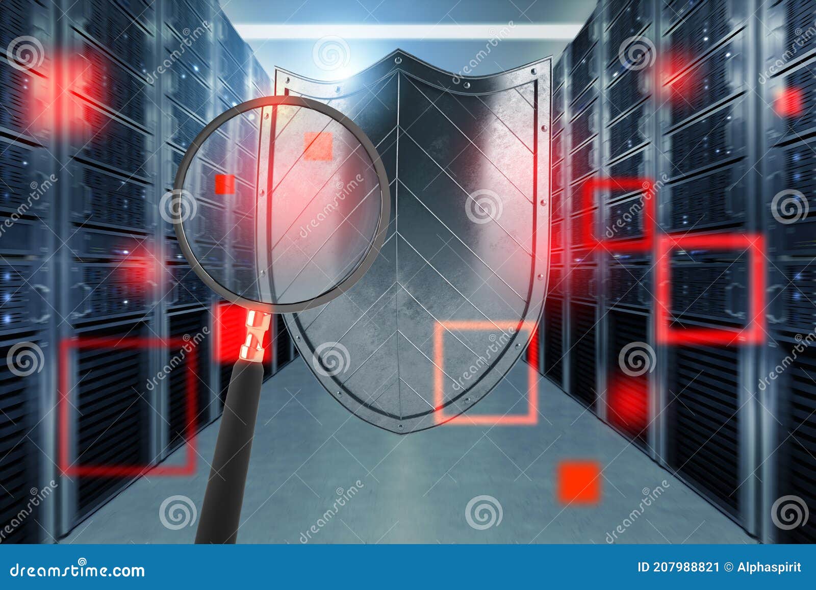 Concept of Safety in a Data Center Room with Database Server Stock ...