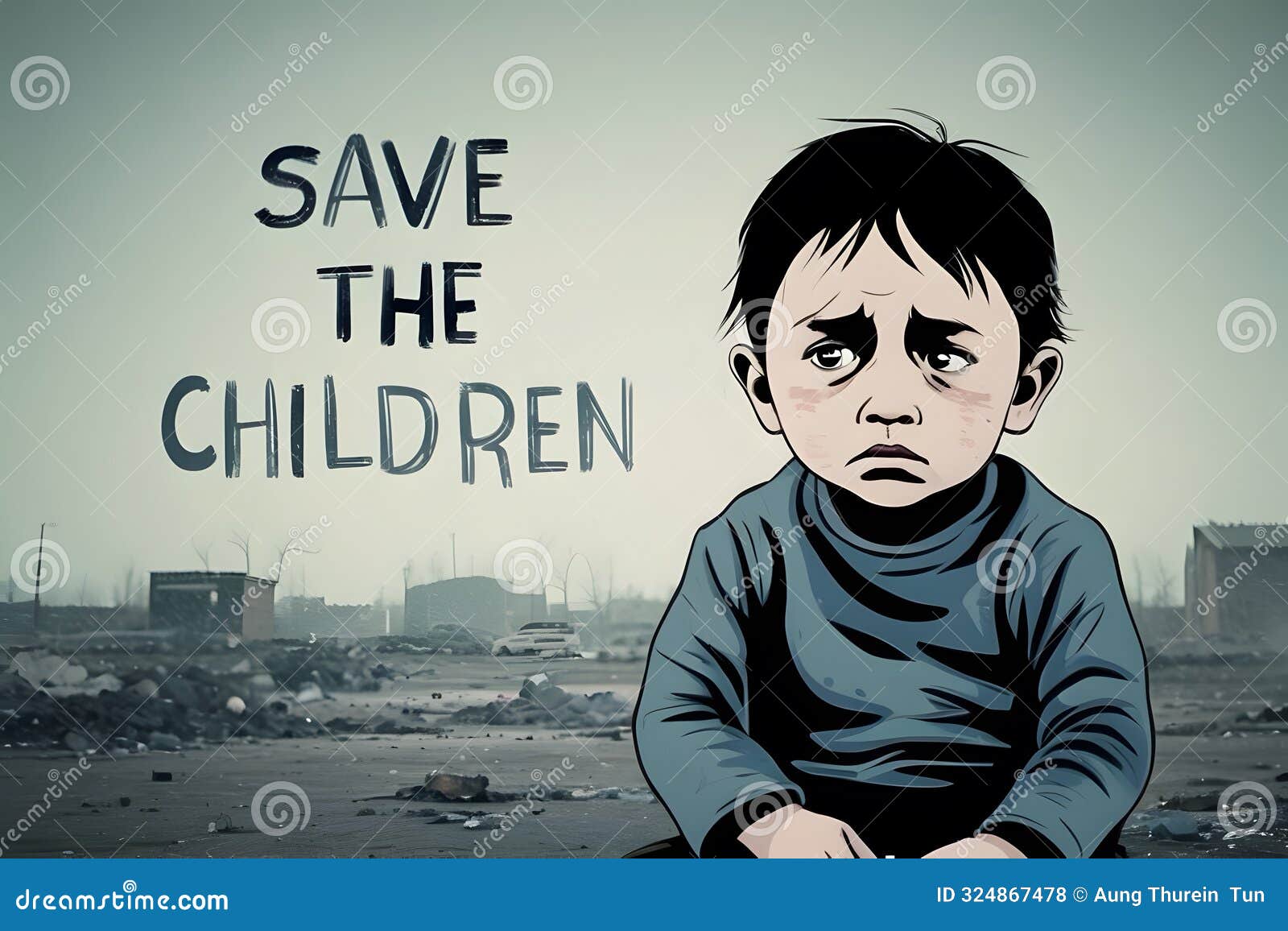 A Concept of Save the Children during War Stock Photo - Image of ...