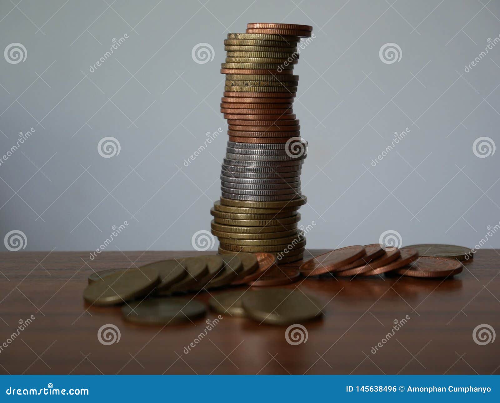Concept Save Money,stack Coins on Table Stock Photo - Image of company ...