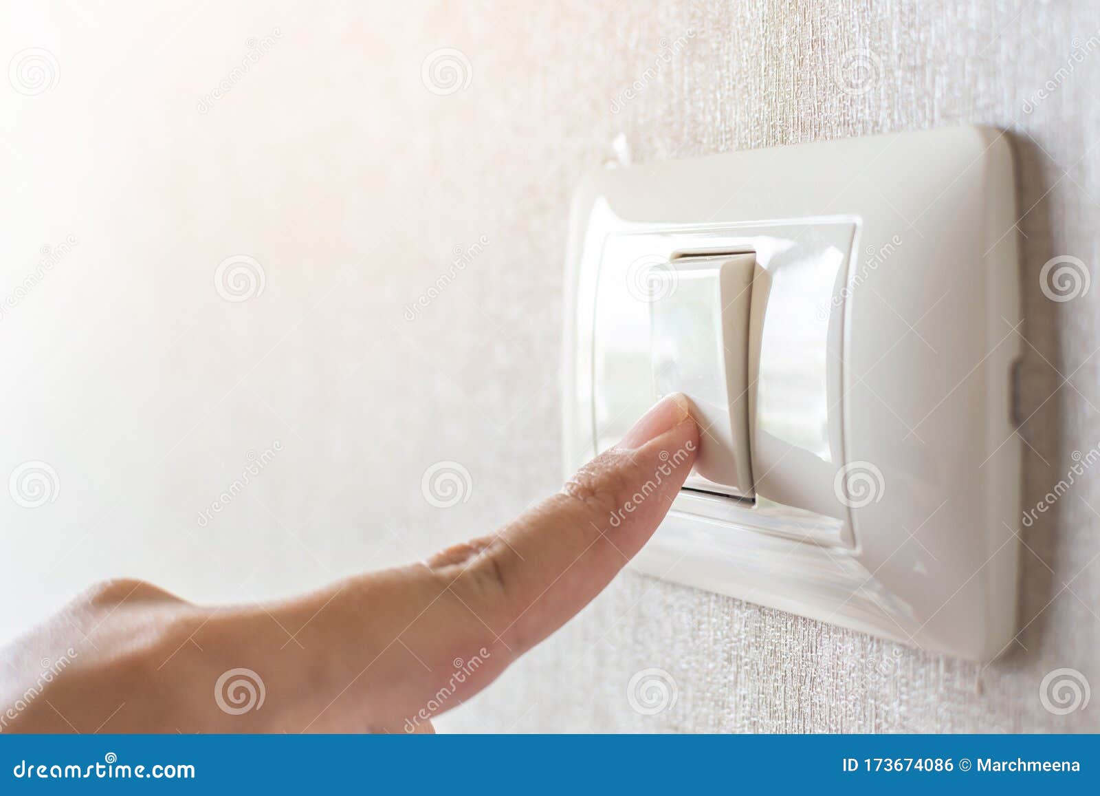Concept Save Energy. Hand Turning Off Switch Stock Photo - Image of ...