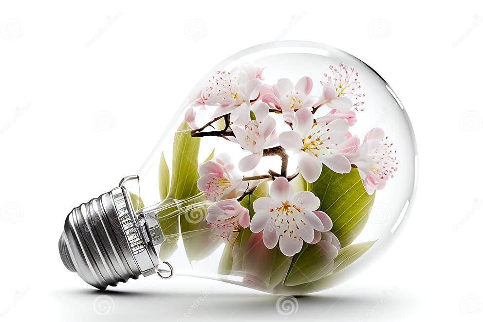 Concept of Saving the Environment and Saving Energy, Fresh Spring Bloom ...