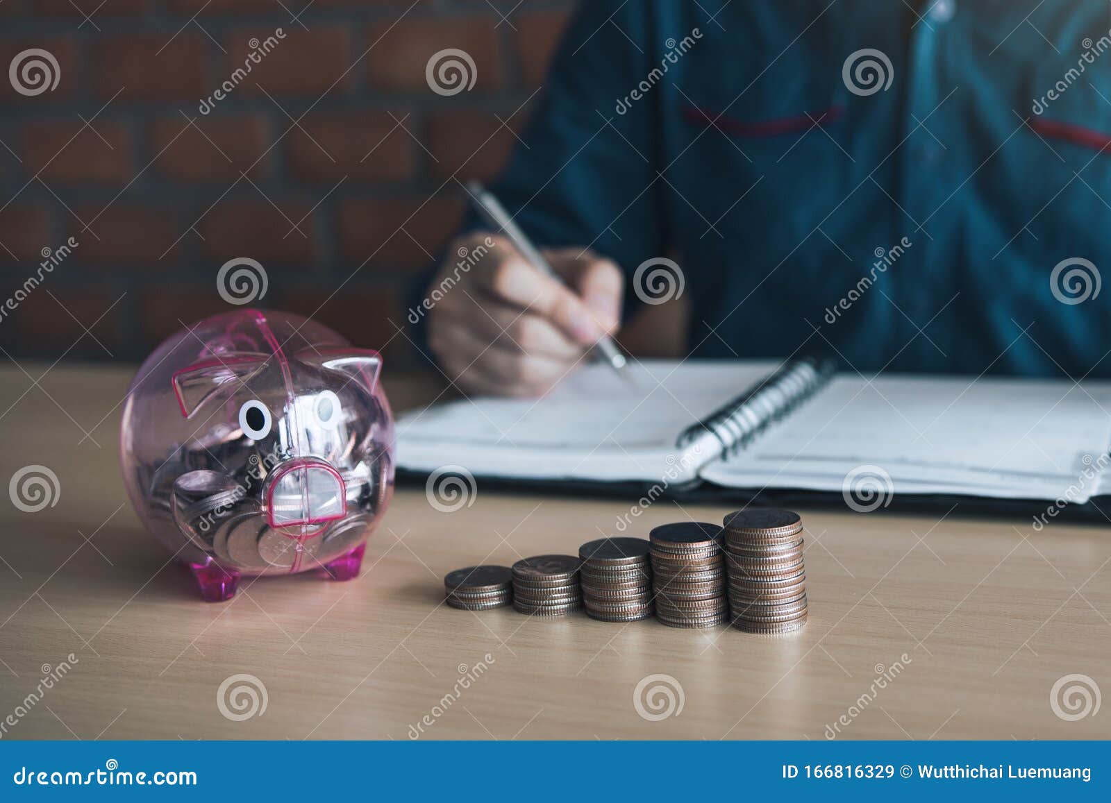 Concept of Saving with Men Taking Charge Lists at His Desk Stock Image ...