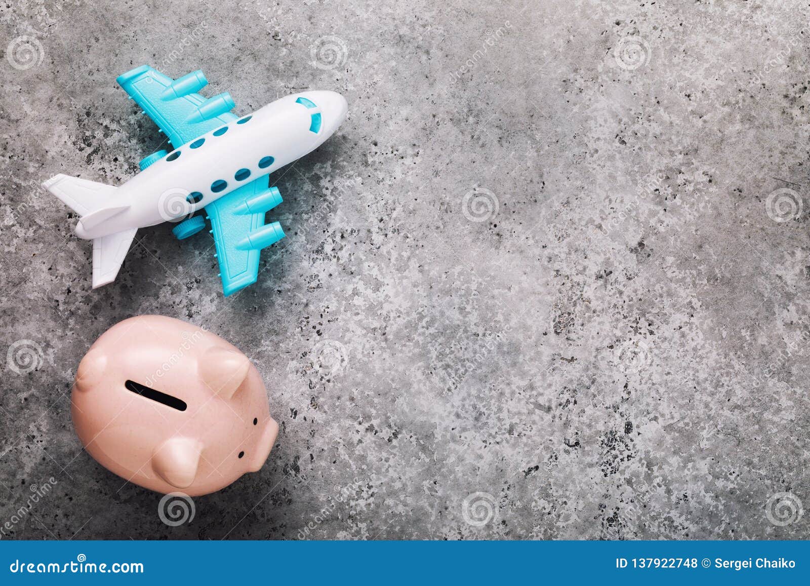 Concept of Saving Money for the Flight. Piggy Bank and Plane on the ...