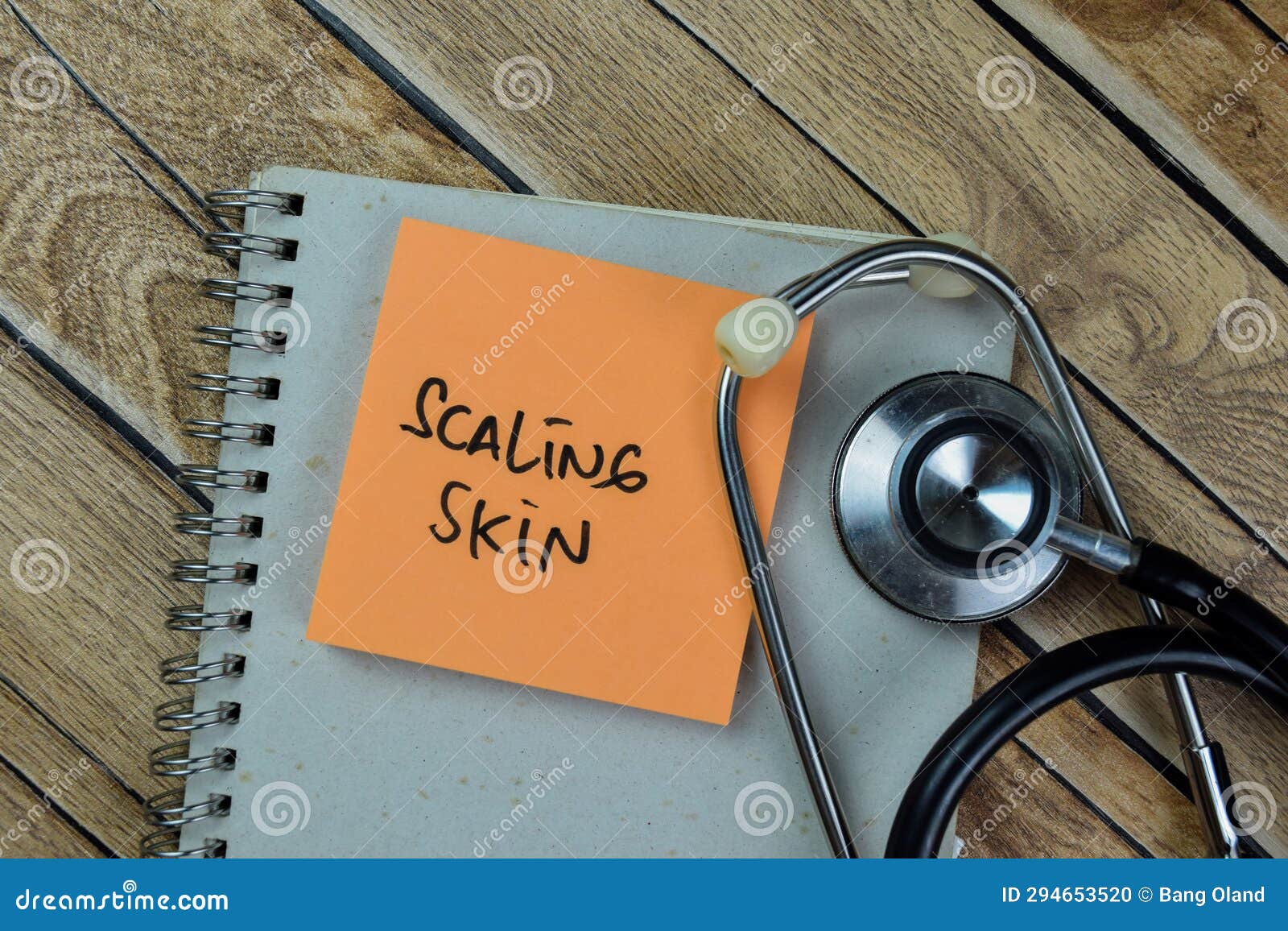 Concept of Scaling Skin Write on Sticky Notes with Stethoscope Isolated ...