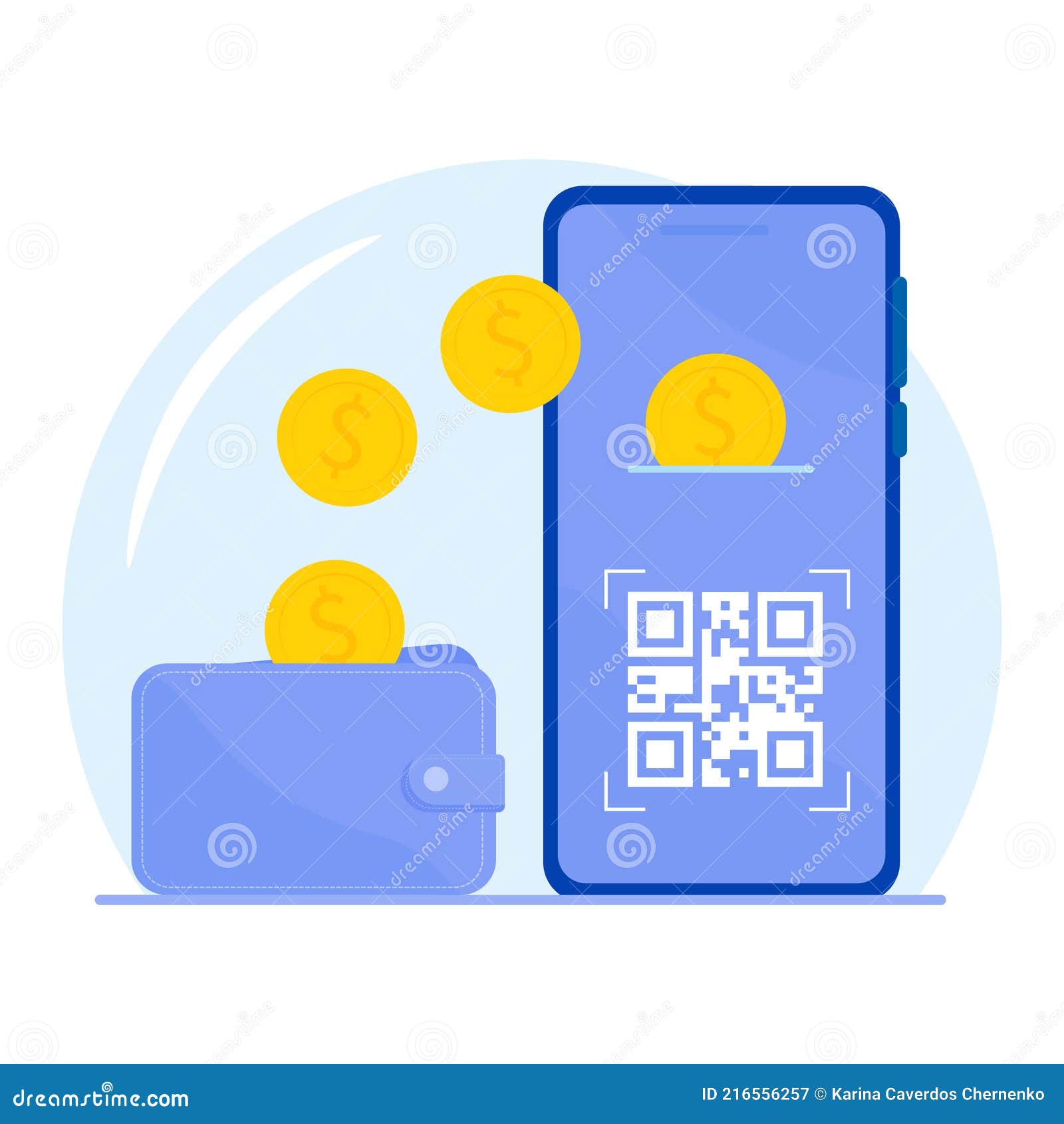 Concept of Scanning a QR Code on a Smartphone for Payment. Flat Style ...