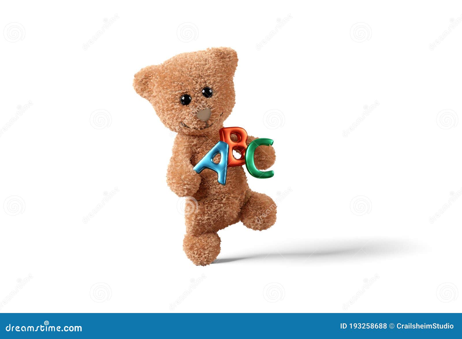 Concept of School. Cute Teddy Bear ABC 3d-illustration Stock ...