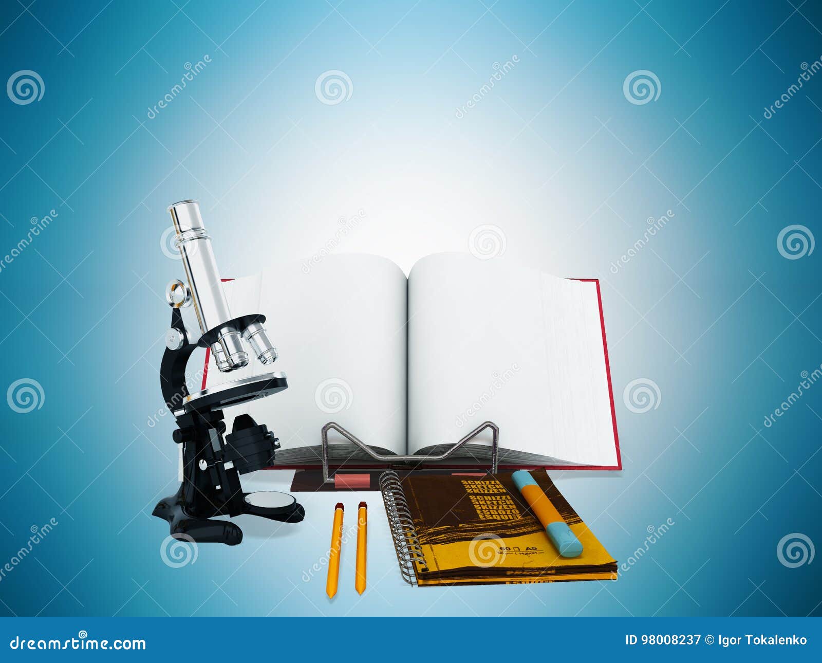 Concept of School and Education Biology Microscope Notebook 3d R Stock ...