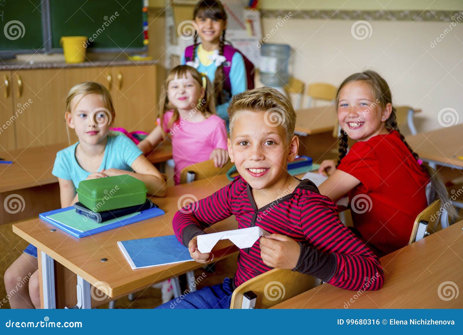 Boy with a lunchbox stock photo. Image of cute, childhood - 99680316